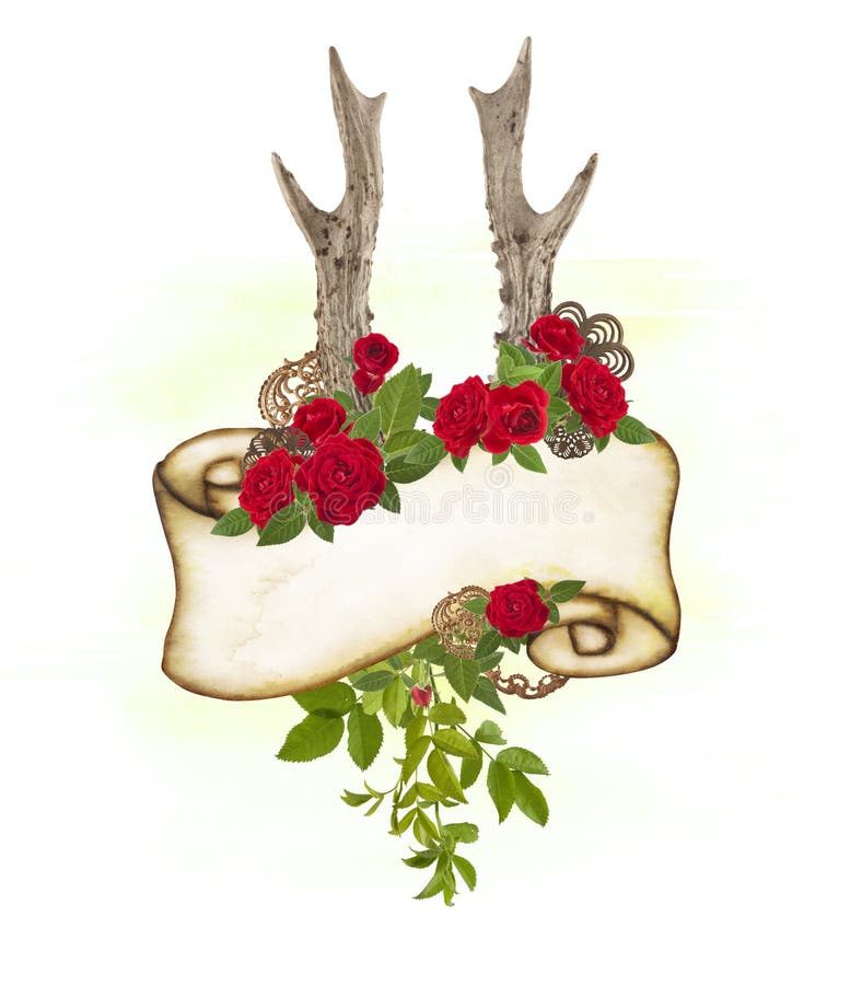 Deer Antler Roses Banner Stock Illustrations – 11 Deer Antler Roses ...