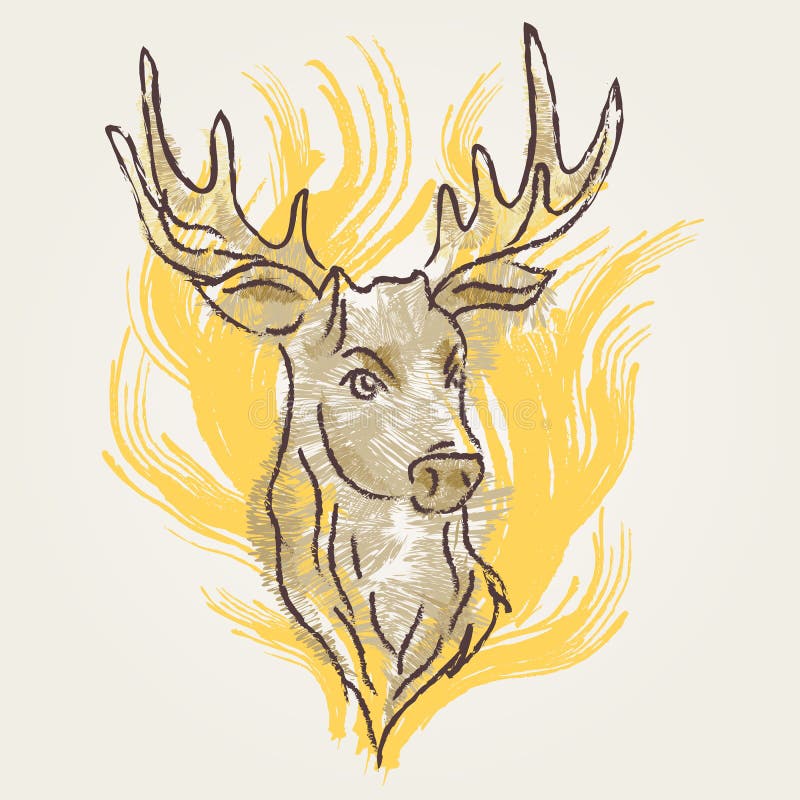 Deer Art vintage stock vector. Illustration of nature - 50724722