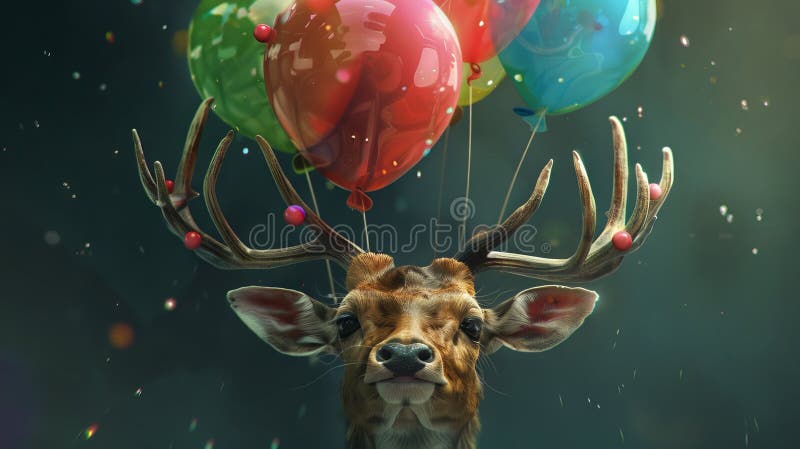 Deer with balloon antlers stock illustration. Illustration of balloon ...