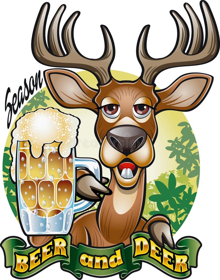 Deer Buck Saluting with Foaming Beer Mug Stock Illustration ...