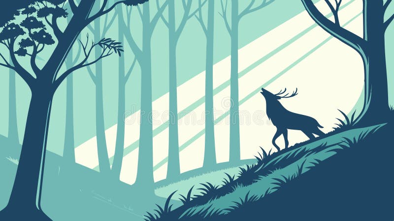 Deer Calling Out in Mystical Forest, Vector Design Generative AI Stock ...