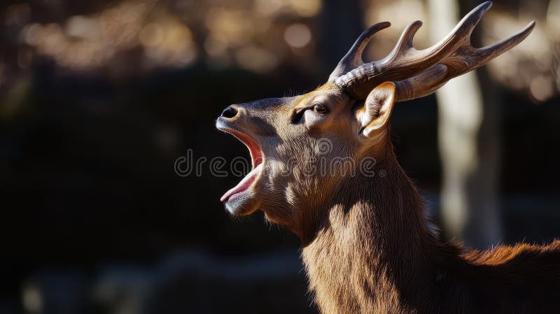 Deer Calling in a Serene Forest Glade Stock Image - Image of majestic ...