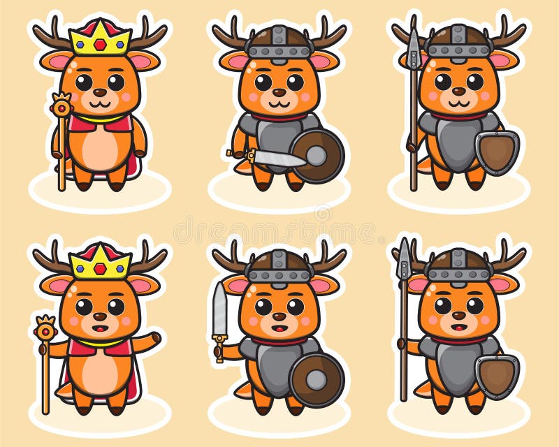 Little Deer King and Knight Set. Stock Vector - Illustration of brown ...