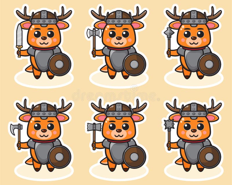 Cute Little Deer Knight Set. Stock Vector - Illustration of celebration ...