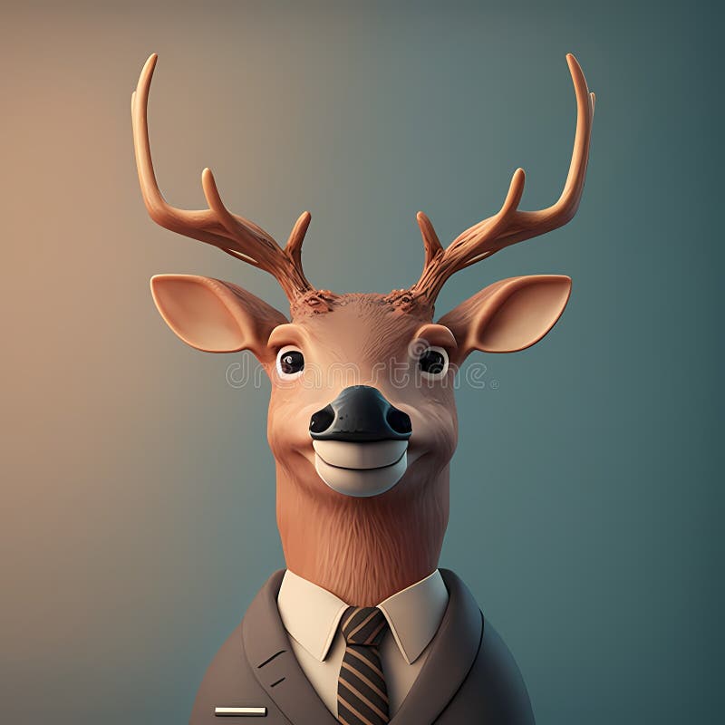 Deer with a Nose Deer Cartoon Stock Illustration - Illustration of stag ...