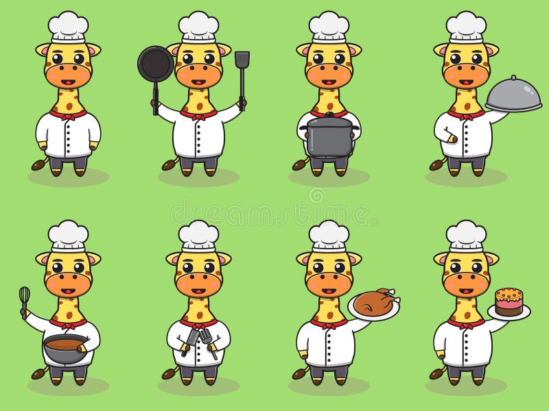 Vector Illustration of Chef Giraffe Cartoon. Stock Vector ...