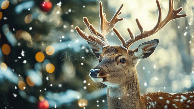 Deer christmas stock photo. Image of black, animal, horn - 335589220