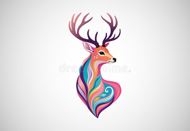 Deer Colorful Logo. Deer Head Logo Design Vector Illustration Stock ...