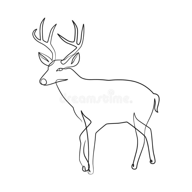 Deer Continuous Line Art Illustration. Deer One Line Art Minimalism ...