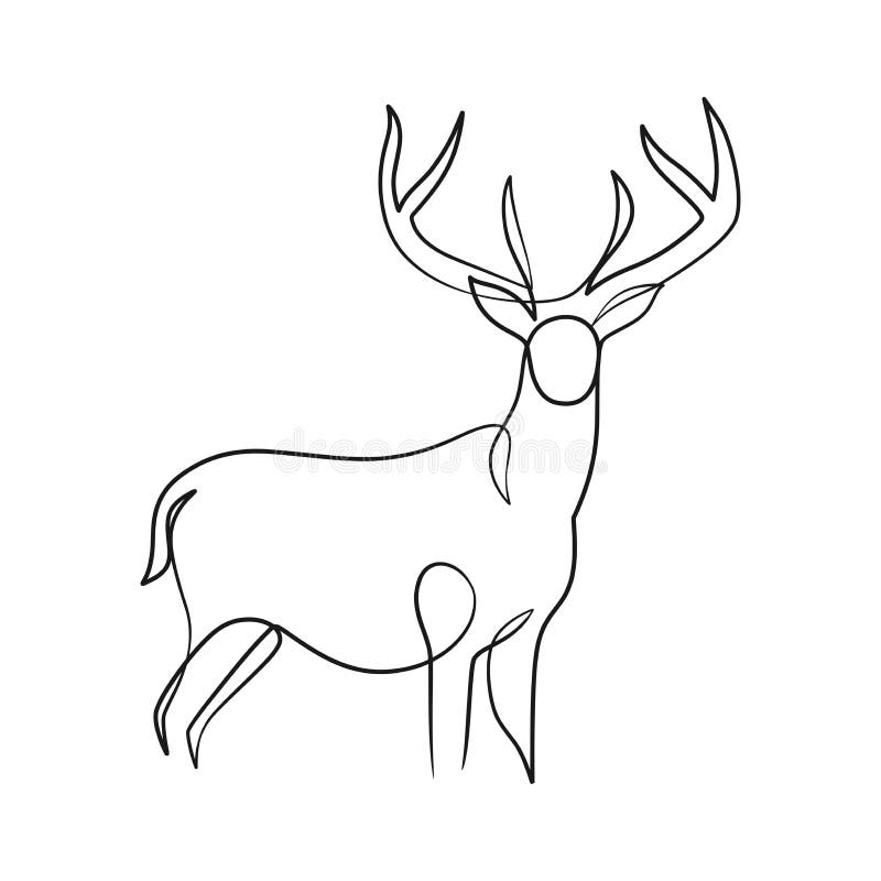 Deer Continuous Line Art Illustration. Deer One Line Art Minimalism ...