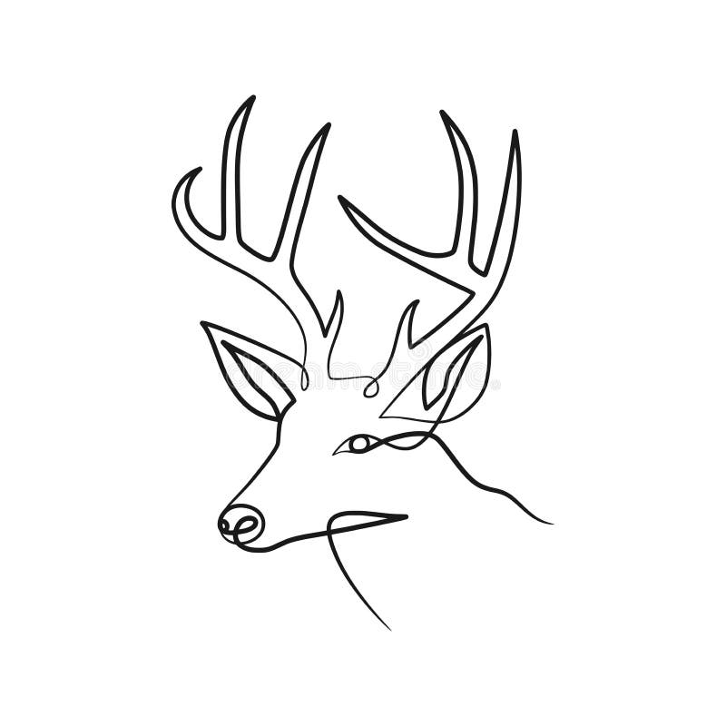 Deer Continuous Line Art Illustration. Deer One Line Art Minimalism ...