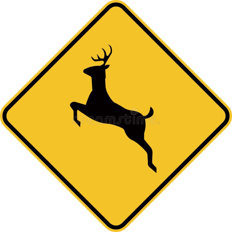 Deer Crossing Sign on White Background Stock Vector - Illustration of ...