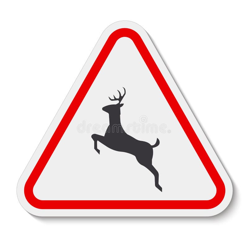 Deer Crossing Sign on White Background Stock Vector - Illustration of ...