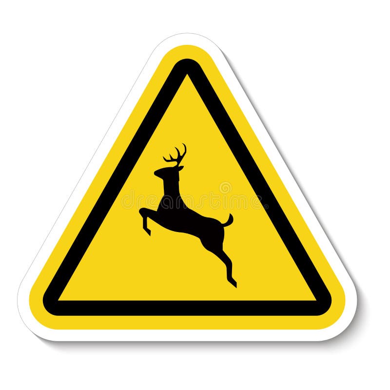 Deer Crossing Sign on White Background Stock Vector - Illustration of ...