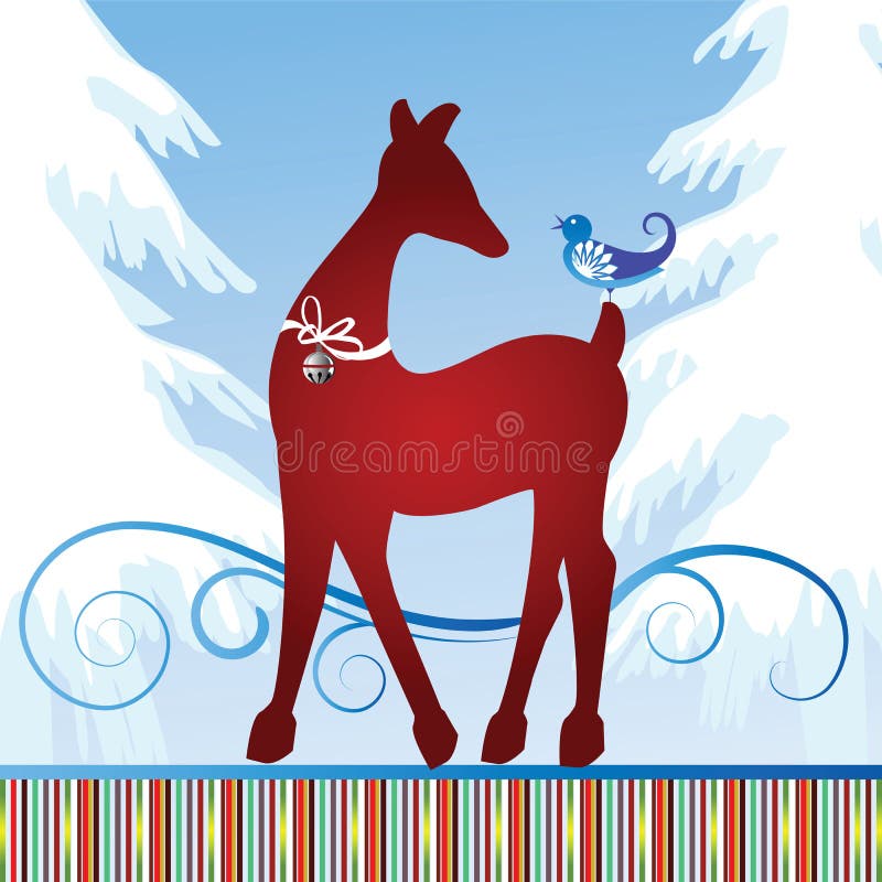 Whimsical Deer with Mistletoe Stock Vector - Illustration of festive ...