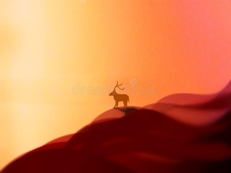 Deer in Dramatic Desert stock illustration. Illustration of environment ...