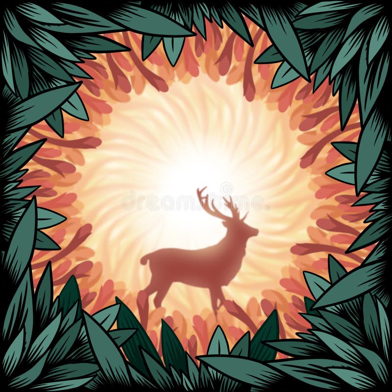 Deer dream nature lanscape stock illustration. Illustration of nature ...