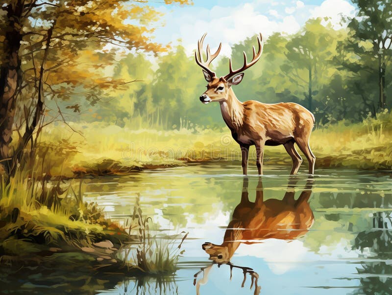 Deer Drinking Water Stock Illustrations – 504 Deer Drinking Water Stock ...