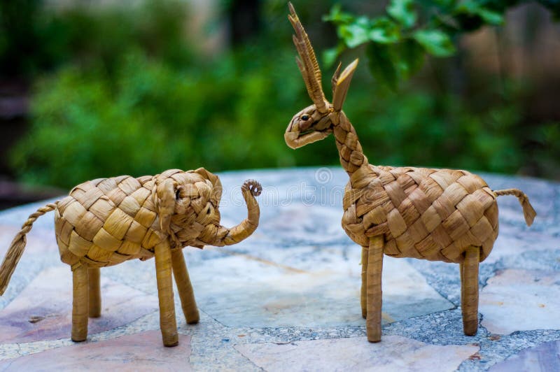 Deer and Elephant Grass Doll Stock Photo - Image of elephant, wild ...