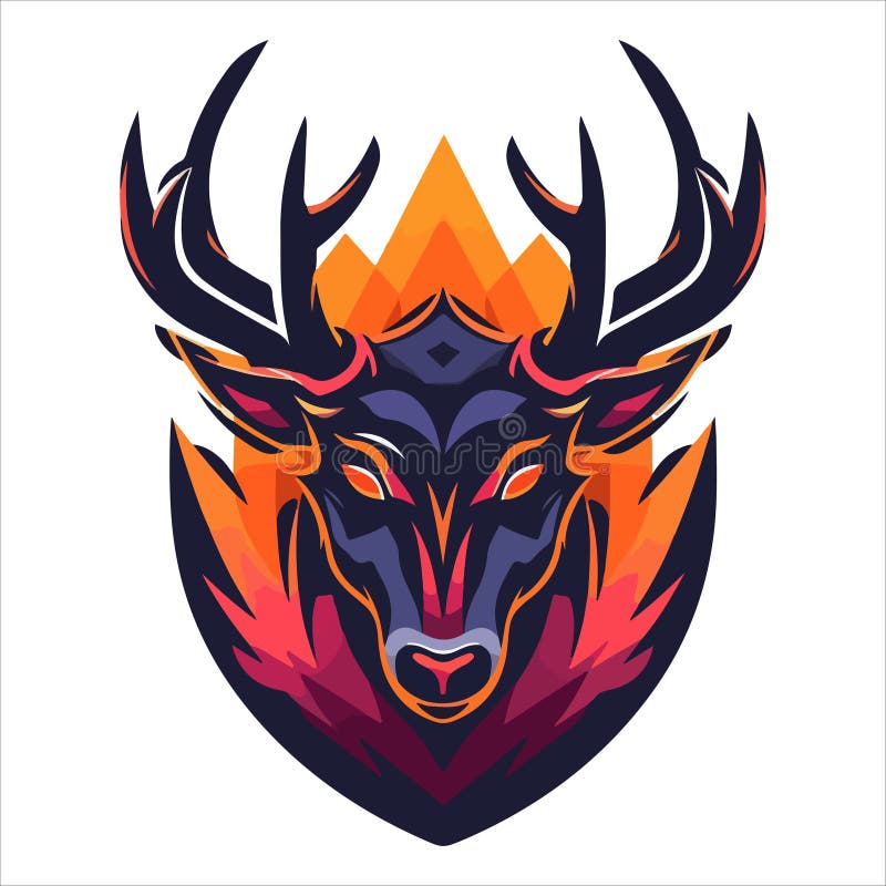 Deer Emblem Logo. Deer Head Colored Print Stock Vector - Illustration ...