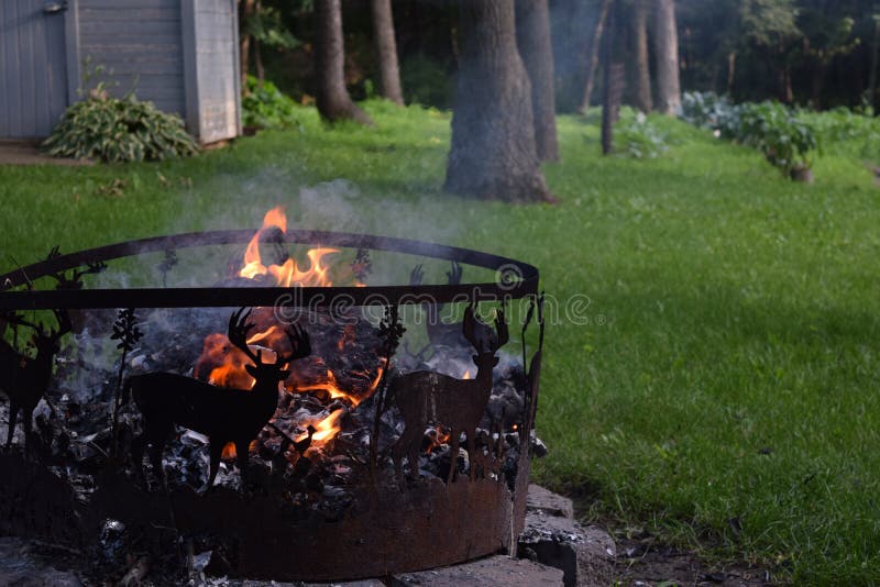 Deer Fire Pit stock photo. Image of deer, blaze, smoke - 42713736