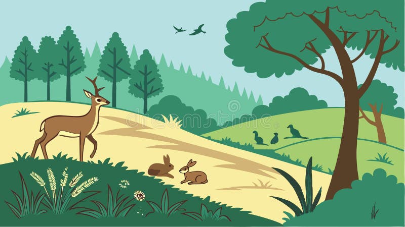 Deer in Forest Clearing, Wildlife Nature Vector Design Generative AI ...