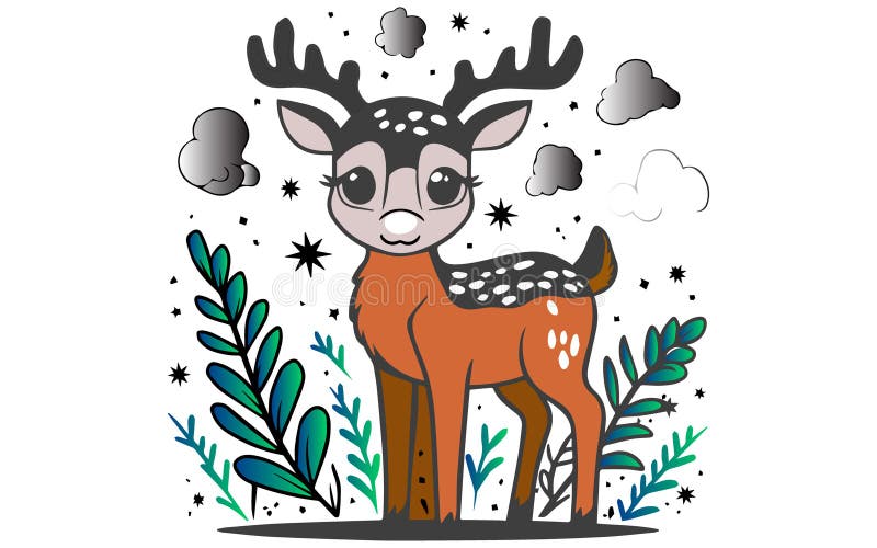 Deer in the Forest Deer Eyes-simple Vector Design Stock Vector ...