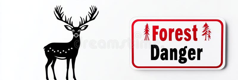 Deer in Forest Fire Danger Zone a Lone Deer Stands before a Sign ...