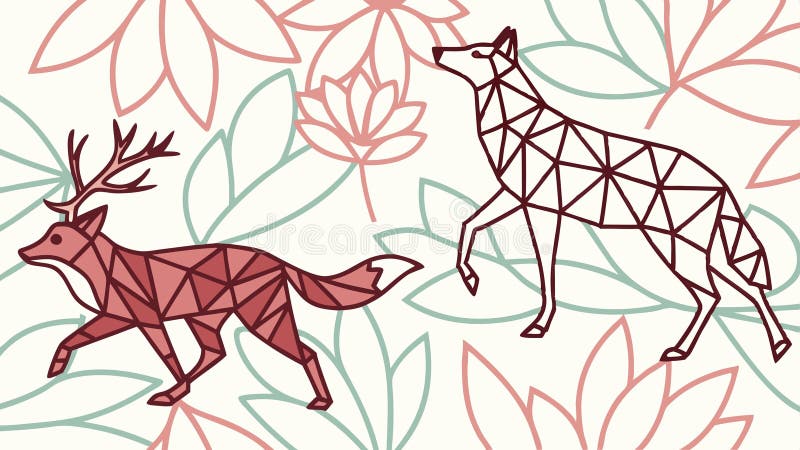Deer in Forest Geometric Pattern Vector Illustration, Vector Design ...
