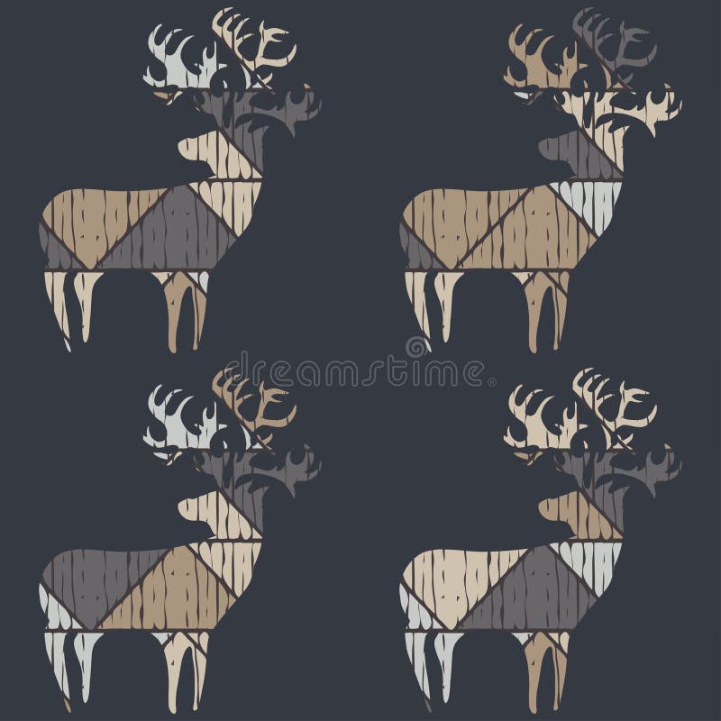A Deer with a Geometric Texture. Drawing of American Indians. Grey ...