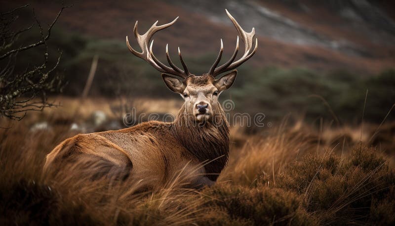 Deer Grazes Peacefully in Tranquil Meadow Scene Generated by AI Stock ...