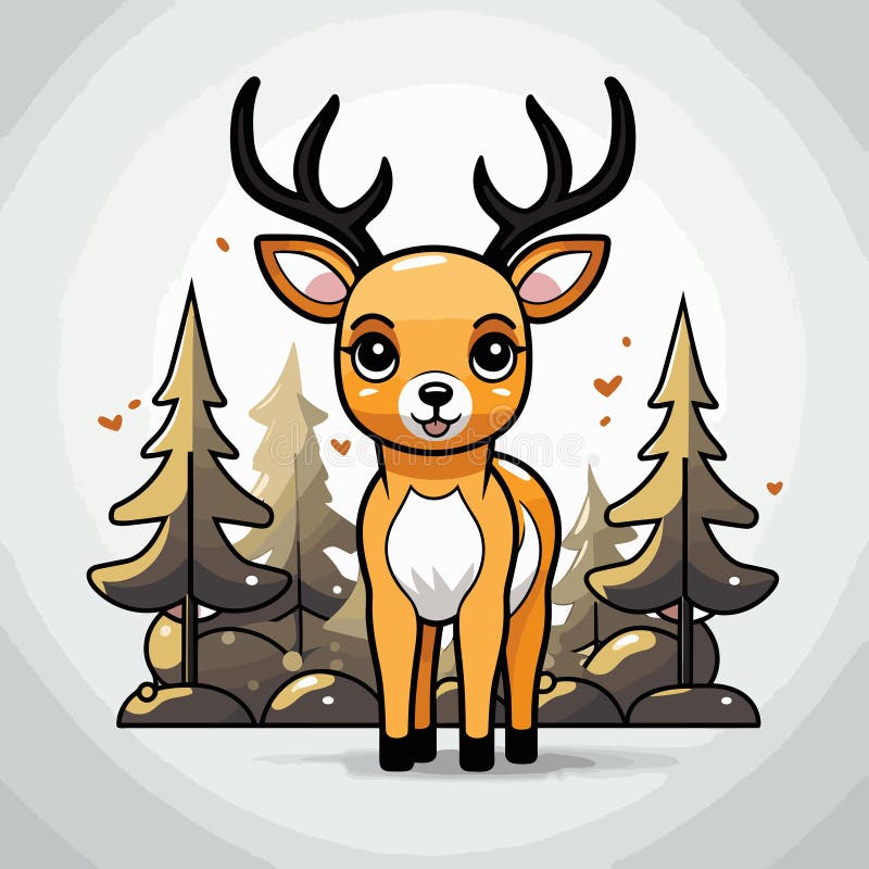Deer. Deer Hand-drawn Comic Illustration. Cute Vector Doodle Style ...