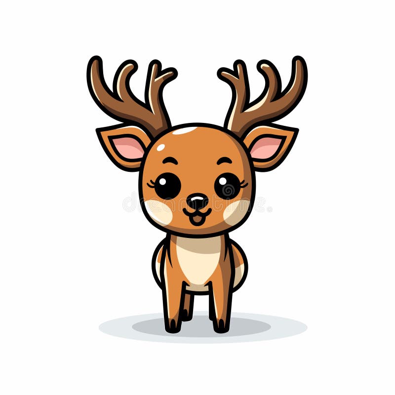 Deer. Deer Hand-drawn Comic Illustration. Cute Vector Doodle Style ...