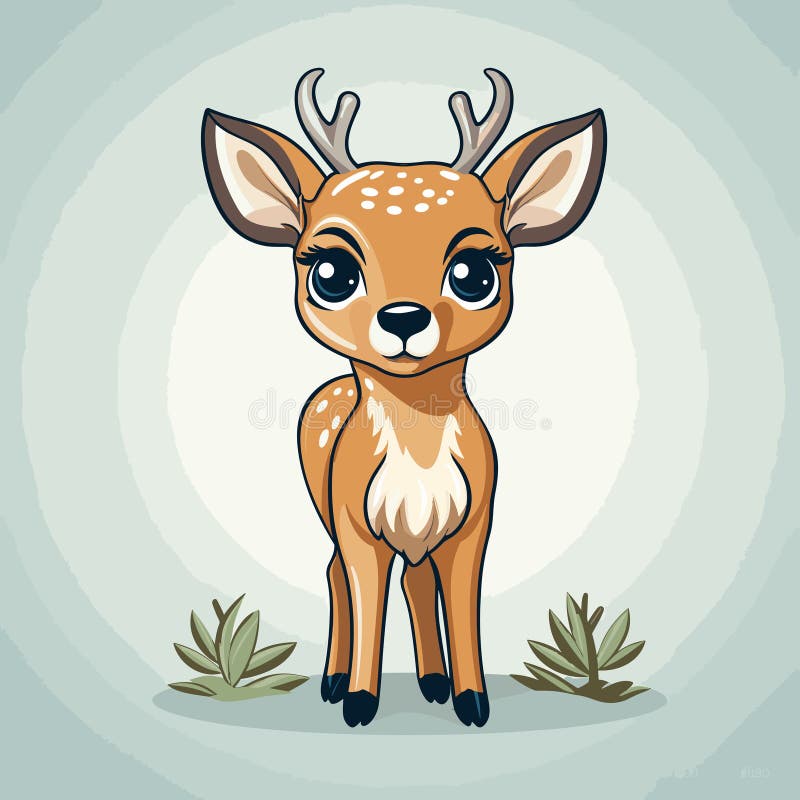 Deer. Deer Hand-drawn Comic Illustration. Cute Vector Doodle Style ...