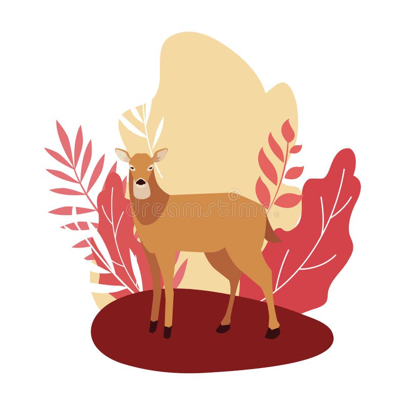 Deer Happy Autumn Season Flat Design Stock Illustration - Illustration ...