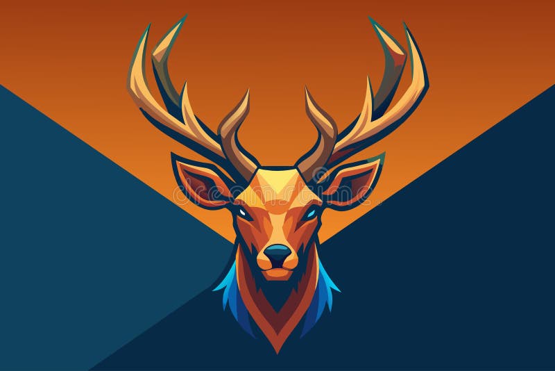 A Deer Head with a Blue Background Stock Illustration - Illustration of ...