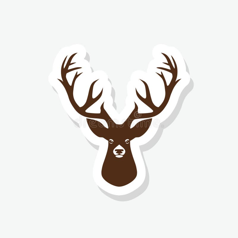 Deer Head Design Sticker Icon Stock Vector - Illustration of monochrome ...