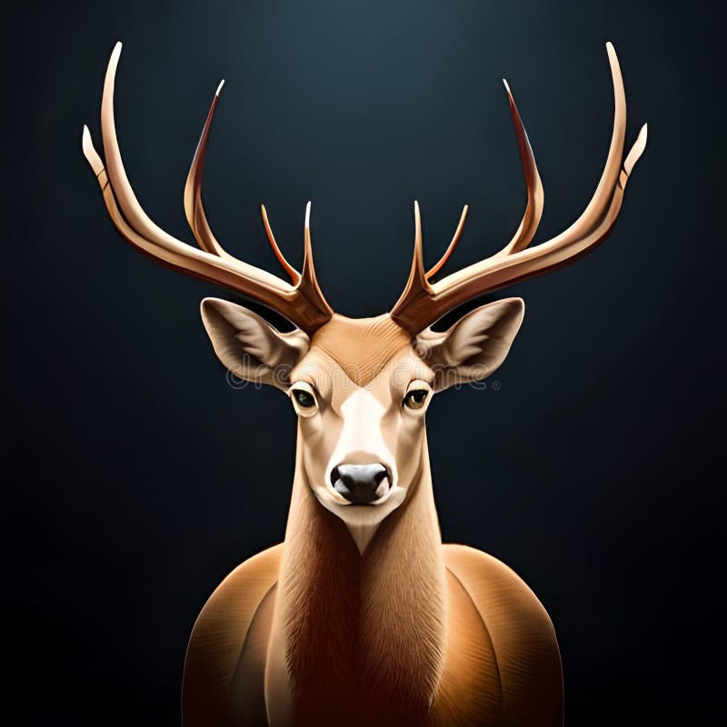 Deer Head or Face Close Up. Stock Illustration - Illustration of black ...