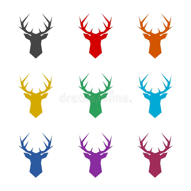 Deer Head Icon Simple, Color Set Stock Vector - Illustration of mouse ...