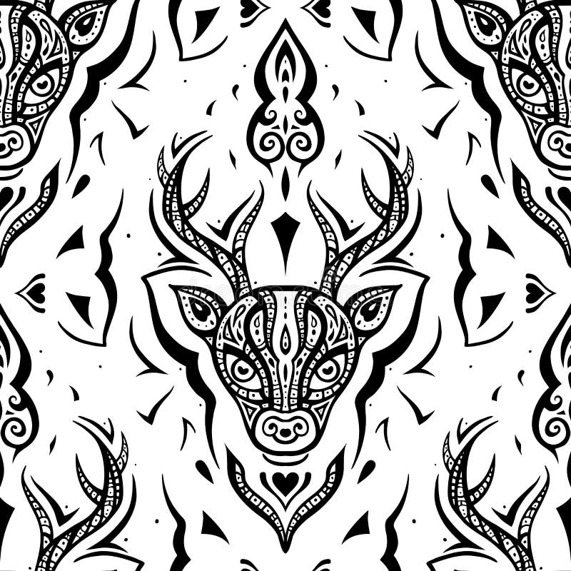 Deer Head. Seamless Pattern. Stock Vector - Illustration of seamless ...