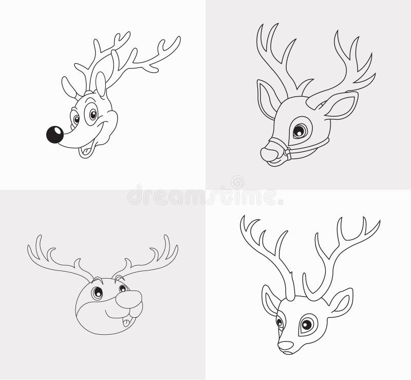 Deer Head Set Coloring Book for Kids Antistress Hand Drawn Zentangle ...