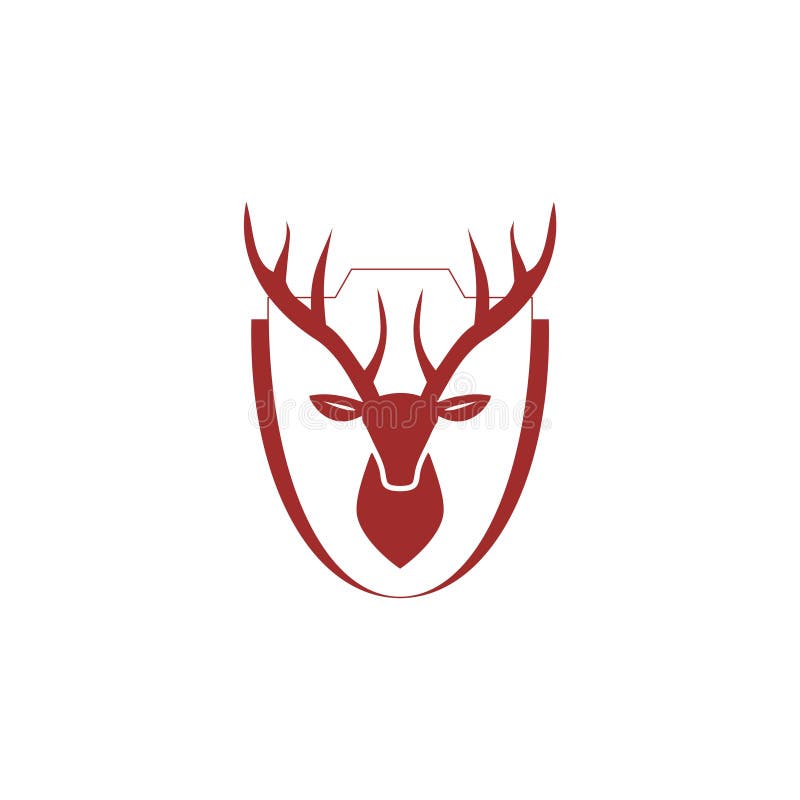 Deer Head and Shield Icon Logo Design Isolated on White Background ...