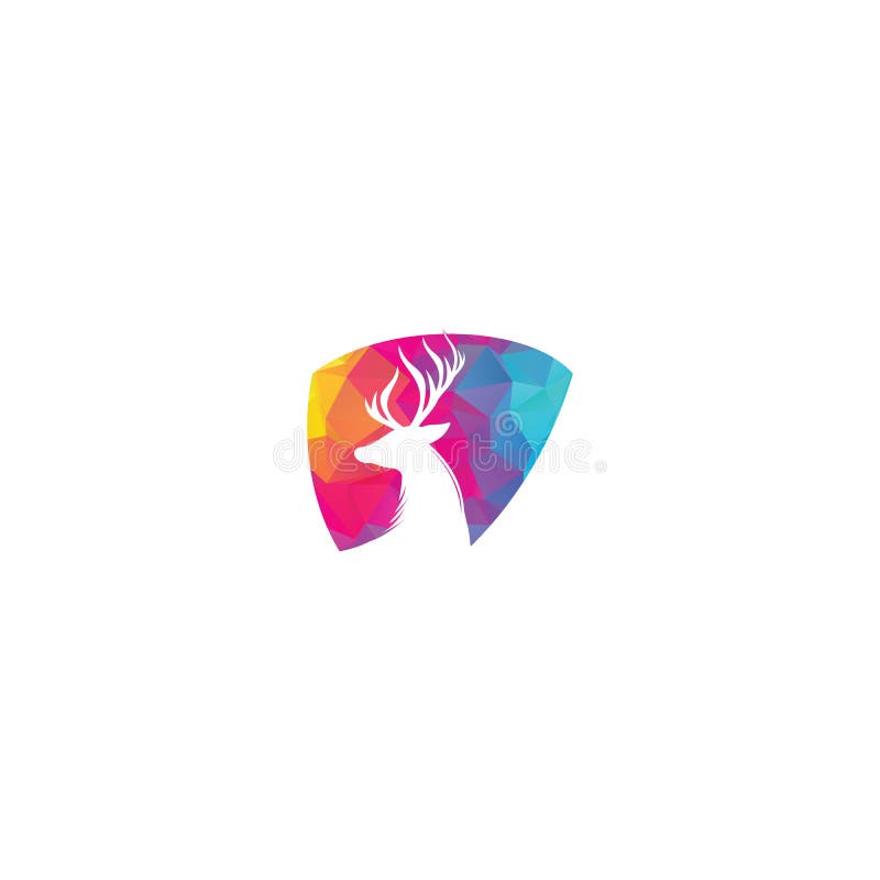 Deer Head Shield Shape Concept Logo Design Stock Vector - Illustration ...