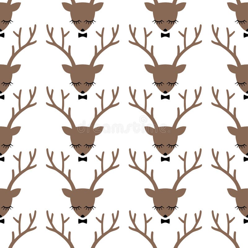 Deer Head Silhouette Seamless Pattern. Stock Vector - Illustration of ...
