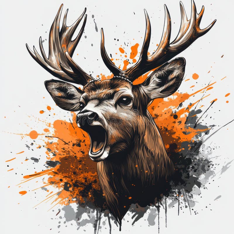 Deer Head Vector Logo Design, with Colorful Paint Splash Background on ...