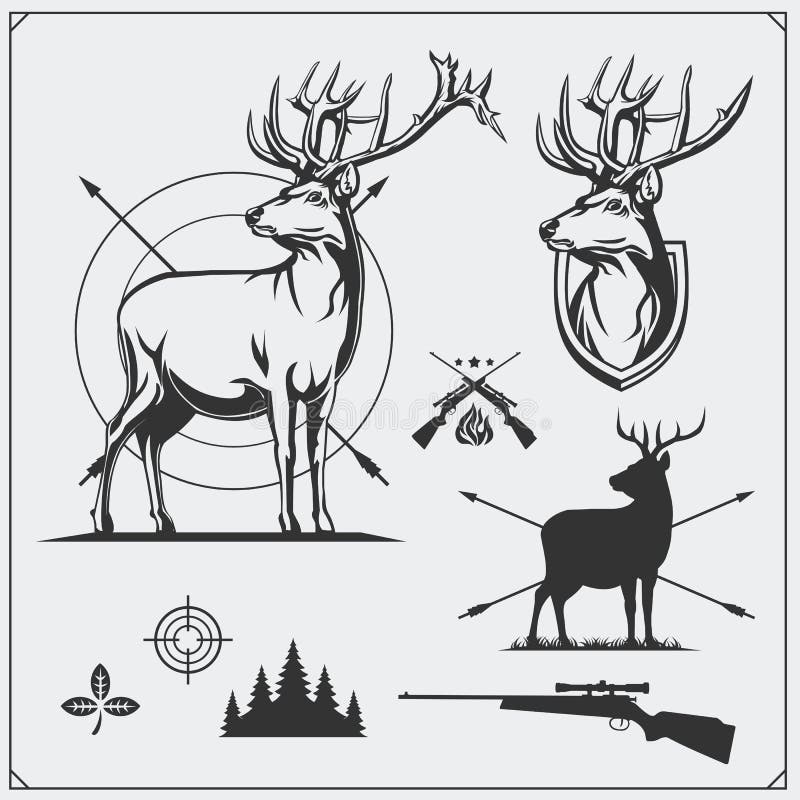 Deer Hunt. Set of Vintage Hunting Labels, Badges and Design Elements ...