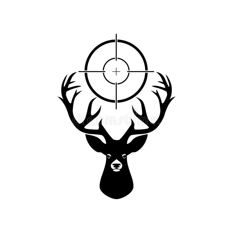 Deer Hunter Icon, Hunter Logo Design Isolated on White Background Stock ...