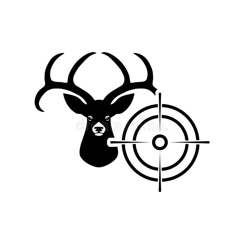 Deer Hunter Logo Template with Shadow Stock Illustration - Illustration ...