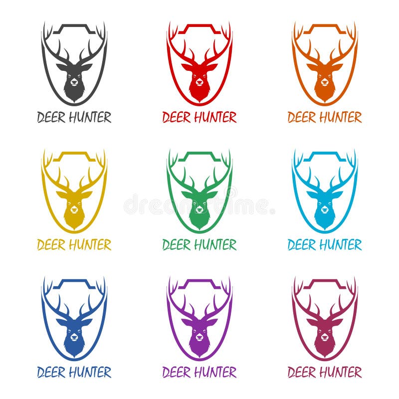 Deer Hunter Logo. Set Icons Colorful Stock Vector - Illustration of ...