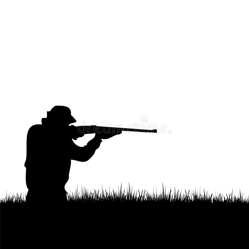 Deer hunter silhouette stock vector. Illustration of shooting - 7692979